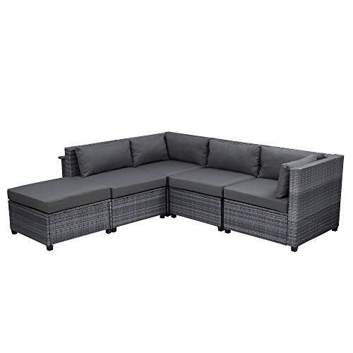 GODAFA 8-Piece Outdoor Patio Furniture Set,All-Weather PE Wicker Rattan Conversation Sectional Sofa with Comfortable Cushions for Backyard Porch Poolside, Gray