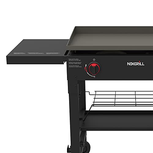 Nexgrill 2-Burner Propane Gas Griddle, 38,000BTUs, 514 sq. in. Flat Top for Outdoor Cooking, Patio, Tailgating, and Backyards, Cart with Caster, Side Shelves, Black, 720-0785