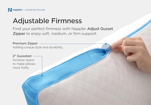 Nappler Side and Back Sleeper Pillow for Neck and Shoulder Pain Relief - Shredded Memory Foam Bed Pillow for Sleeping - 100% Adjustable Fill - King Size - Modal Washable Case. Extra Fill Included