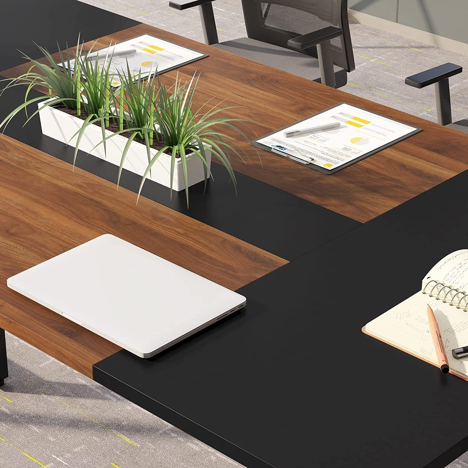 Rectangle Conference Table 6ft Meeting 70.8l X 35.4w 29.5h Brown Industrial Modern Contemporary Rectangular Metal Wood Modular