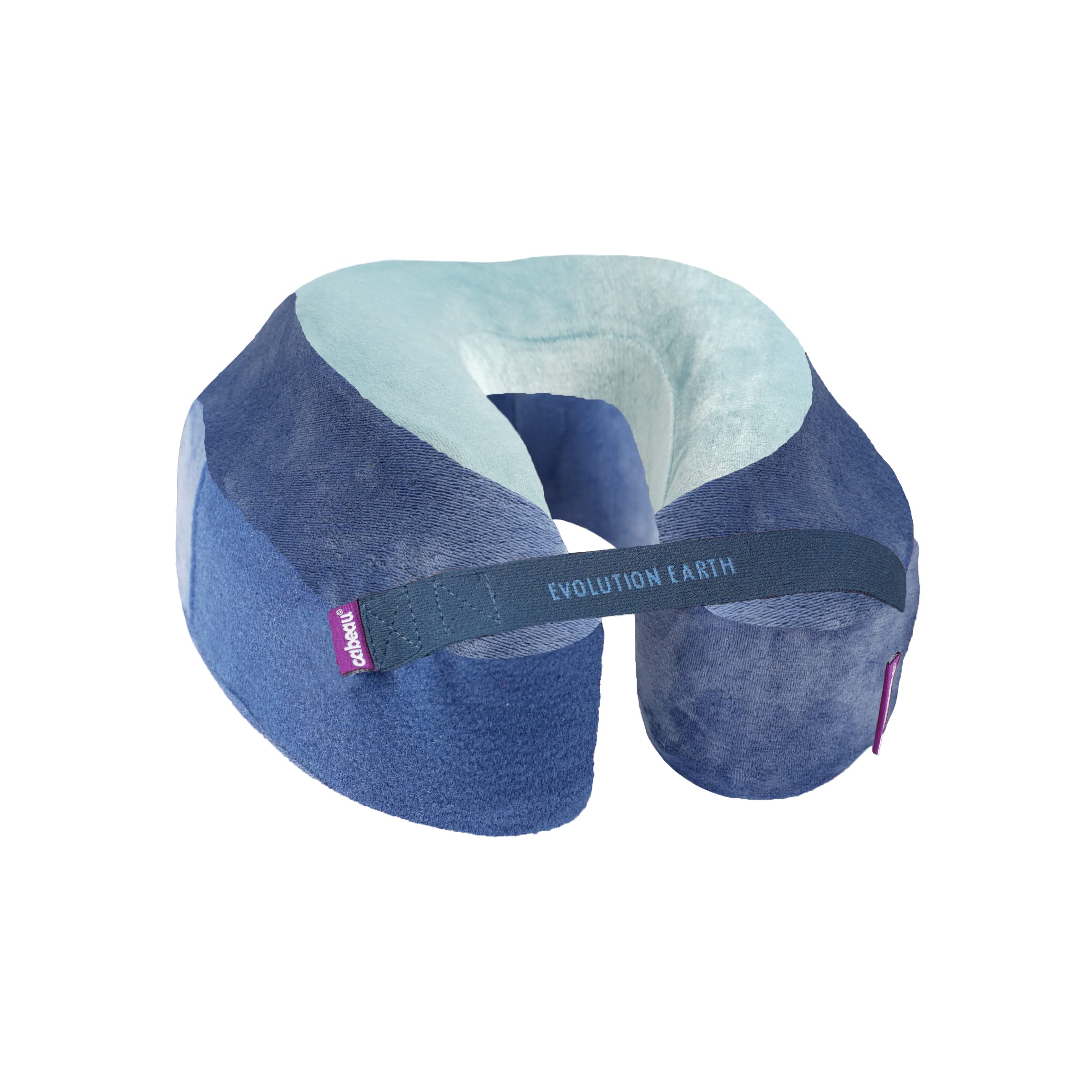 Cabeau Best Neck Pillow for Travel – Evolution Earth – 360° Head, Neck and Chin Support for Sleeping – Sustainable Memory Foam - Removable, Washable Cover with Compact Carrying Case (Water)