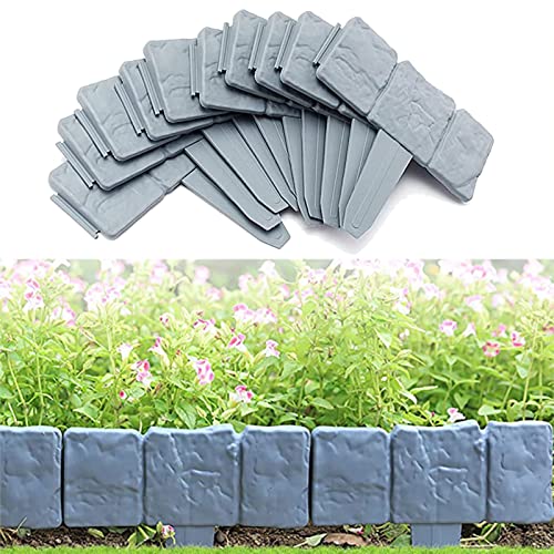 PFCDZDU Garden Landscape Edging Borders No Dig, 20 PCS Plastic Lawn Fence, Interlocking Imitation Stone Edge for DIY Outdoor Patio Balcony Yard ( Color : Gray , Size : 10pcs )