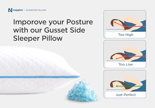 Nappler Side and Back Sleeper Pillow for Neck and Shoulder Pain Relief - Shredded Memory Foam Bed Pillow for Sleeping - 100% Adjustable Fill - King Size - Modal Washable Case. Extra Fill Included