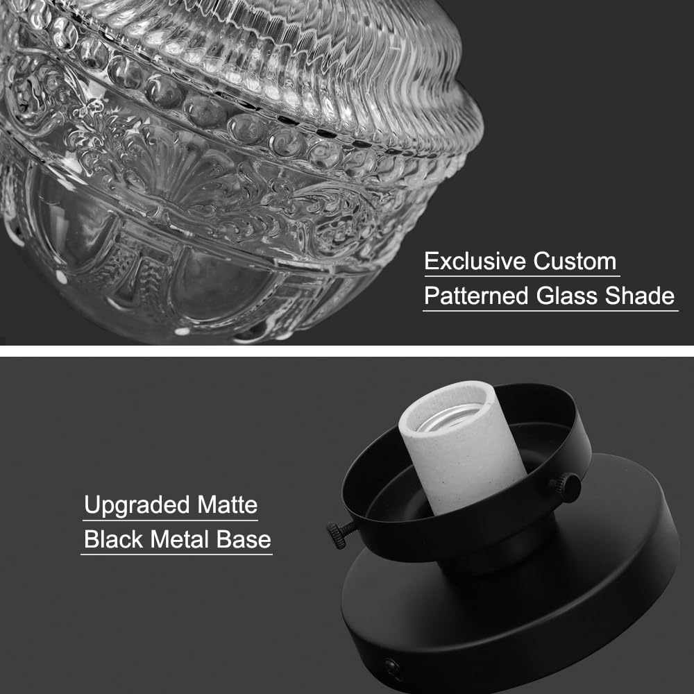 DSMJFU Black Semi Flush Mount Ceiling Light, Small Hallway Light Fixture, Vintage Close to Ceiling Light Fixture for Bathroom, Entryway, Foyer, Closet