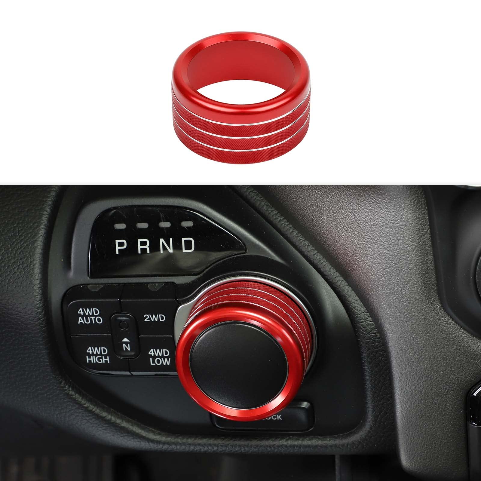 CheroCar for Dodge RAM Aluminum Center Console 4WD Switch Knob Button Cover for 2018-2023 Dodge RAM,Red…