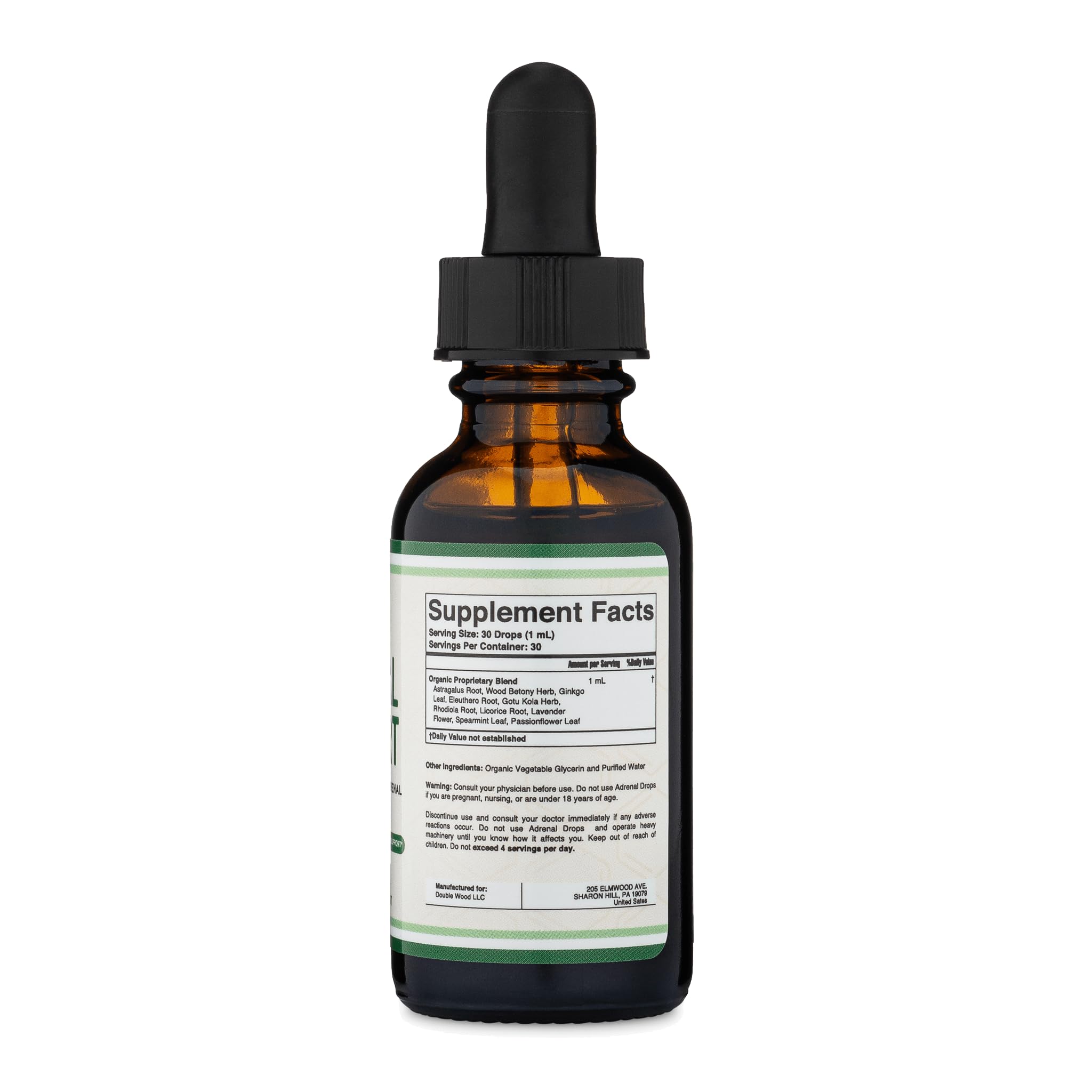 Adrenal Support Supplements (Liquid Drops) - 10 Organic Adaptogens for Adrenal Fatigue (One Month Supply) Cortisol Manager for Stress Relief (10 Apoptogenic Herbs for Adrenal Health) by Double Wood
