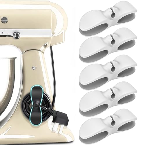 IFLYTEL Cord Organizer for Kitchen Appliances, 5 White Upgraded Cord Wrapper, Cord Keeper, Cord Winder, Cord Holder for Appliances Stick on Air Fryer, Coffee Maker, Blender, Pressure Cooker, Toaster