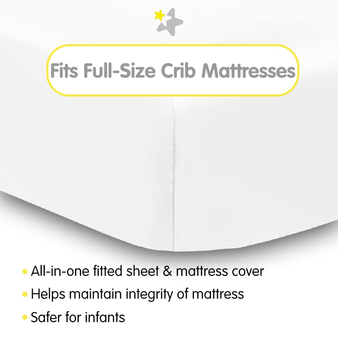 BreathableBaby All-in-One Fitted Sheet & Waterproof Cover, for 52" x 28"/132 x 71 cm Crib Mattress, White (2-Pack)