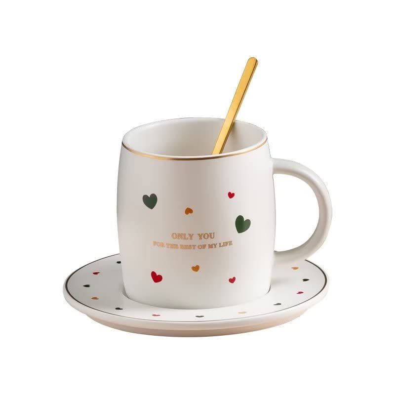 Namyuk 14 Oz Fine China Tea Cup Coffee Cup with Spoon and Saucer Set, Espresso Cups Coffee Mugs Tableware
