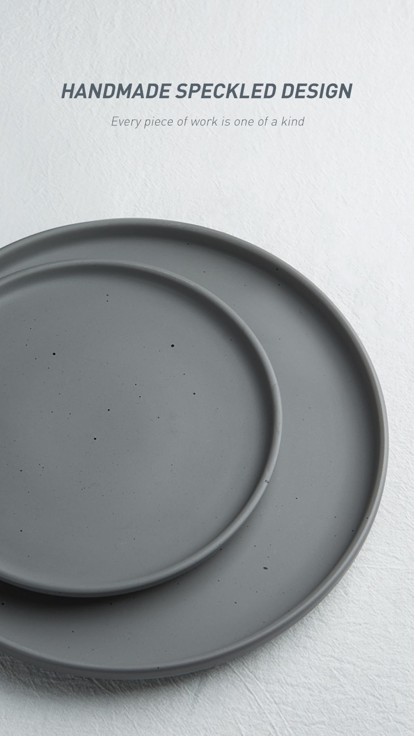 Famiware Dawn Plates and Bowls Sets, 12 Pieces Stoneware Dinnerware Sets, Dishes Set for 4, Microwave and Dishwasher Safe, Dark Gray