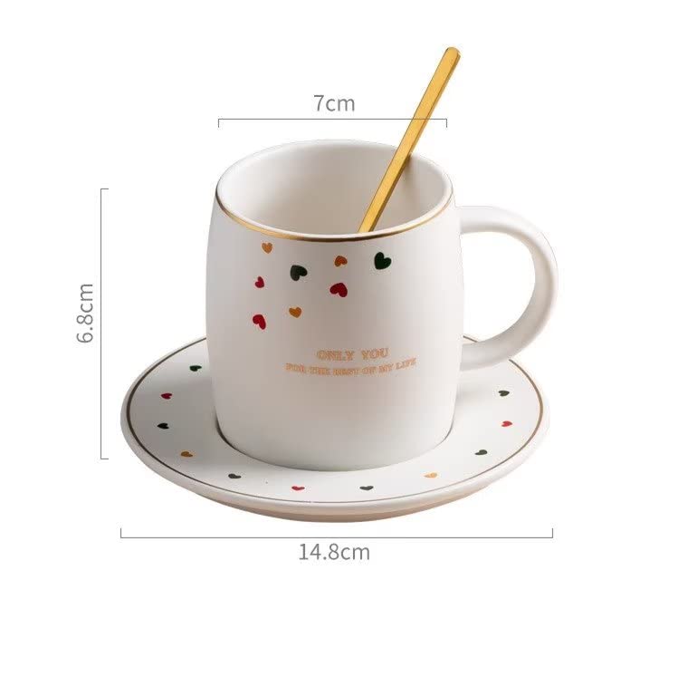 Namyuk 14 Oz Fine China Tea Cup Coffee Cup with Spoon and Saucer Set, Espresso Cups Coffee Mugs Tableware