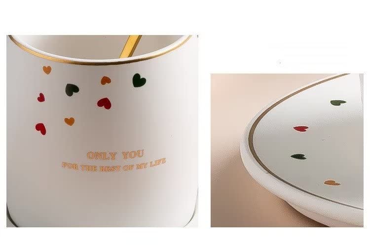 Namyuk 14 Oz Fine China Tea Cup Coffee Cup with Spoon and Saucer Set, Espresso Cups Coffee Mugs Tableware