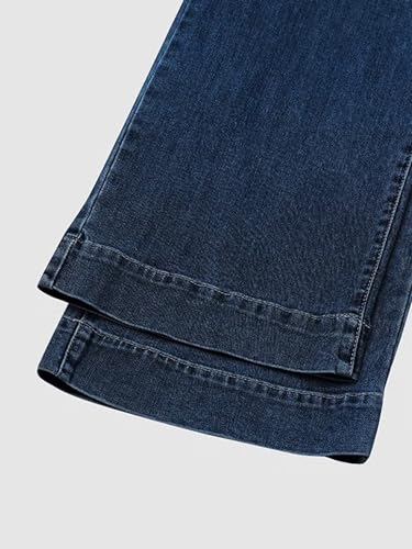 Flamingals Wide Leg Jeans for Women Stretch Low Waist Baggy Jeans Boot Cut Jeans Flare Leg Denim Pants Without Belt Wash Navy Blue S