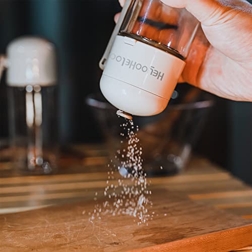 HeyooHeloo Precision Salt Dispenser with Moisture-Proof Glass Seasoning Jar,Perfect for Salt, Spice, Pepper (M)
