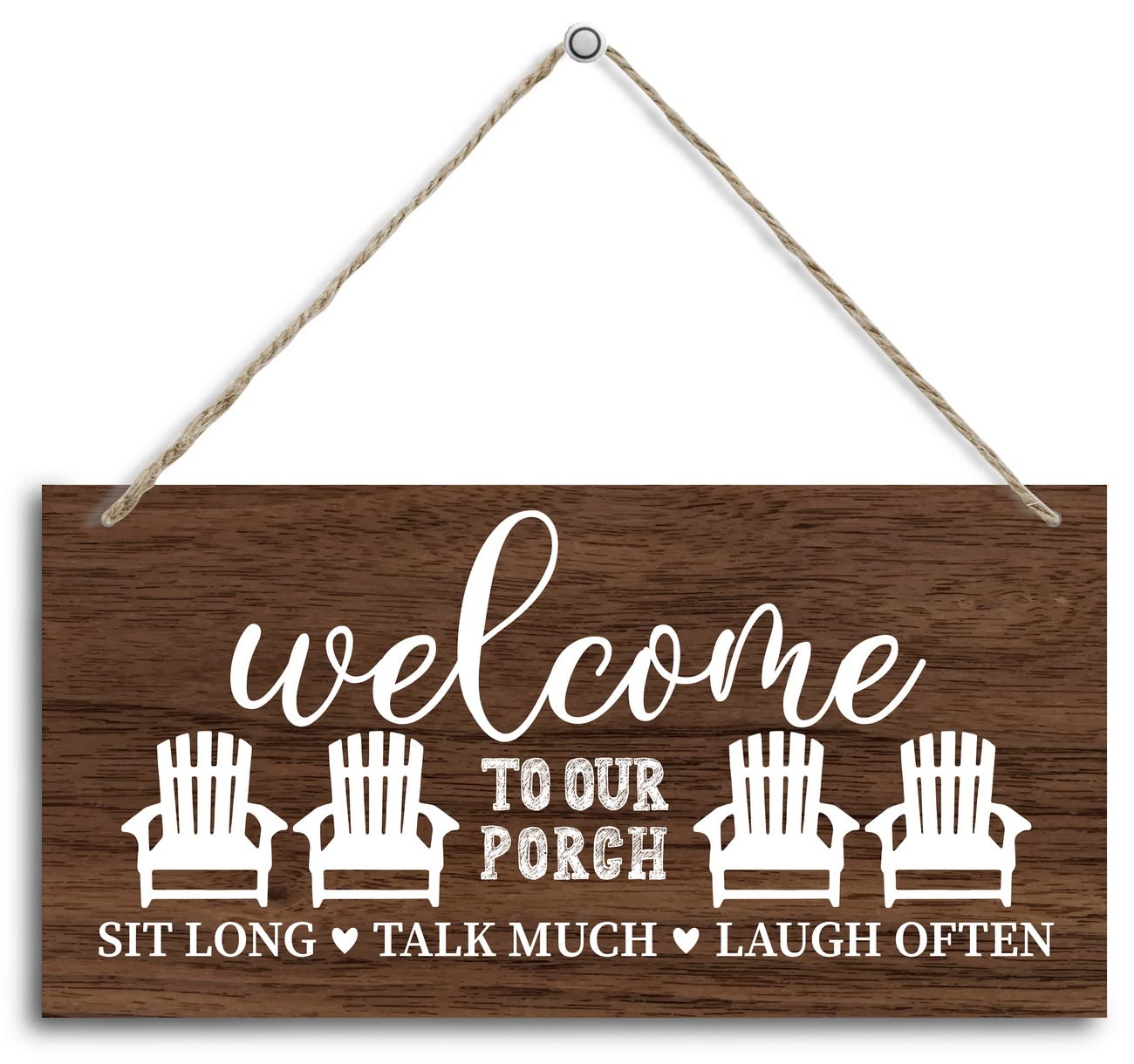 Welcome To Our Porch Wood Decor Sign, Hanging Printed Wooden Plaque Decor, Rustic Home Decor Sign, Modern Farmhouse Wall Decor, Rustic Farmhouse Wall Decor For Porch Decor Sign 12x6 inch