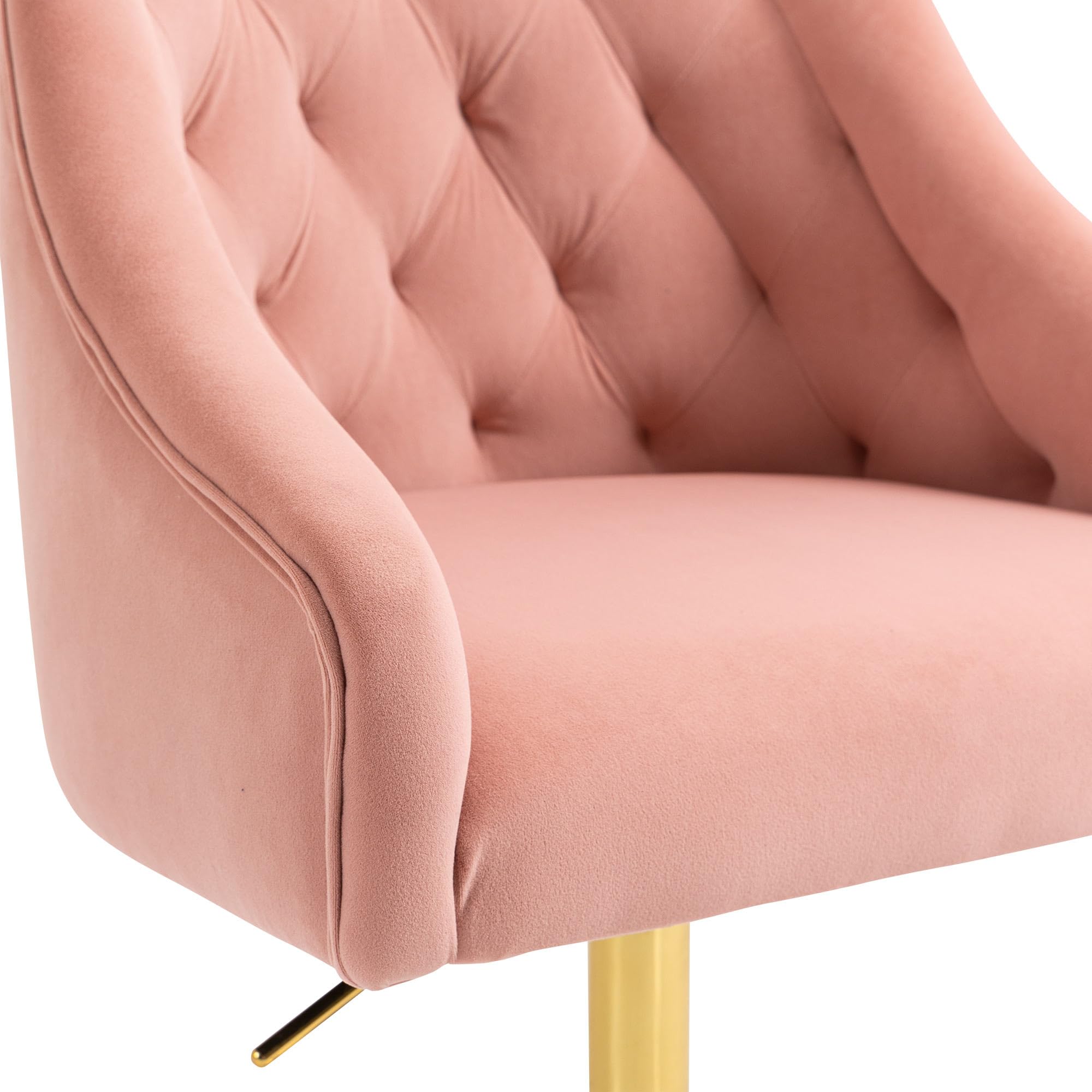 MOJAY Velvet Office Task Desk Chair for Girls, Modern Vanity Chair for Home Office, Make Up, Bed Room, 360°Swivel Height Adjustable Reception Chair, Pink