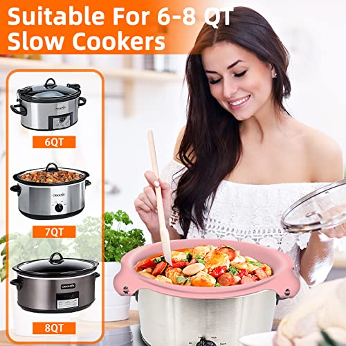 ANDIMEI 3 Pack Silicone Slow Cooker Liners Fit 6, 7, 8 Quarts Oval or Round Crock Pot,Food-grade Reusable Silicone Insert, Leakproof & Dishwasher Safe Slow Cooker Accessories Cooking Divider Liner