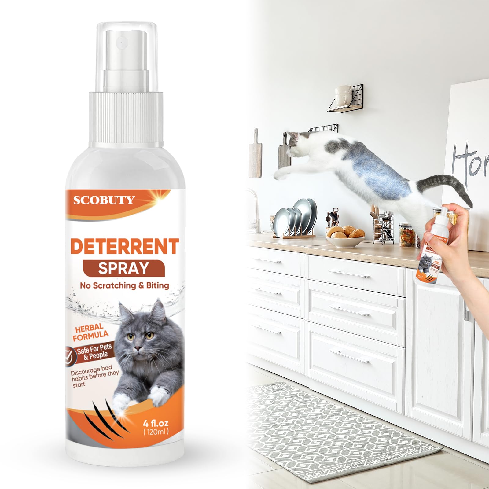 Cat Repellent Indoor, Cat Spray Deterrent, All Natural Bitter Dog Repellent Spray,Natural Effective Prevent Scratching Stay Away from Restricted Areas for Pet Behavior Training Indoor and Outdoor Use