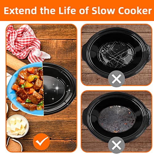 ANDIMEI 3 Pack Silicone Slow Cooker Liners Fit 6, 7, 8 Quarts Oval or Round Crock Pot,Food-grade Reusable Silicone Insert, Leakproof & Dishwasher Safe Slow Cooker Accessories Cooking Divider Liner