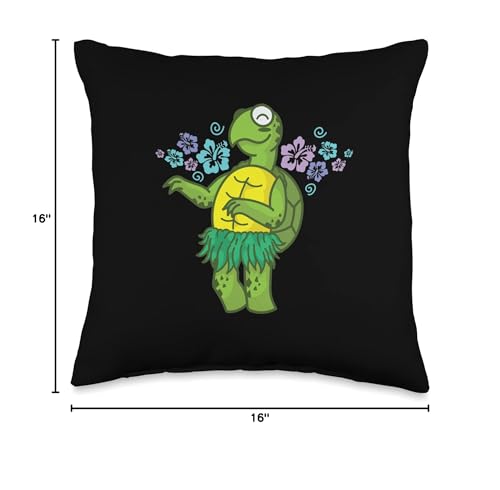 Turtle reptile carapace old Sauropsida Testudines Turtle Dancing with Skirt Reptile Water Throw Pillow, 16x16, Multicolor