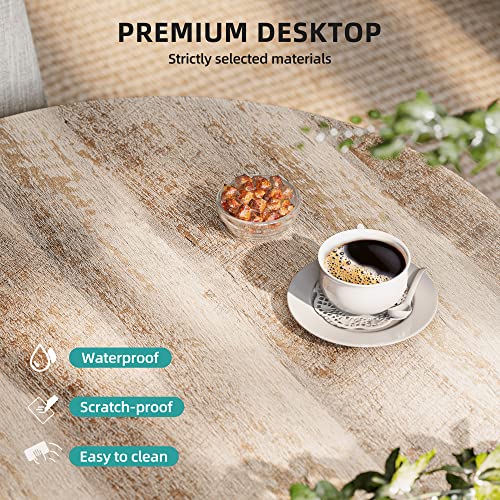 YITAHOME Round Coffee Table,Wood Coffee Table for Living Room,2-Tier Rustic Farmhouse Circle Coffee Table with Sturdy Metal Legs Storage Shelf,Grey Wash
