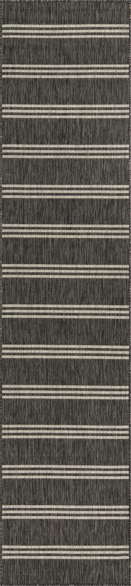 Rugs.com Jill Zarin Outdoor Collection Rug – 2' 7 x 12' Runner Charcoal Flatweave Rug Perfect for Hallways, Entryways