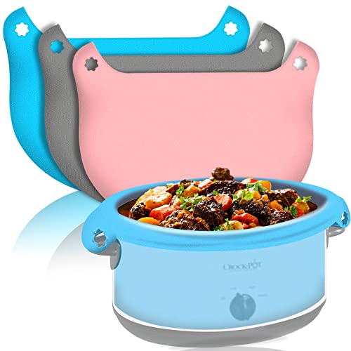ANDIMEI 3 Pack Silicone Slow Cooker Liners Fit 6, 7, 8 Quarts Oval or Round Crock Pot,Food-grade Reusable Silicone Insert, Leakproof & Dishwasher Safe Slow Cooker Accessories Cooking Divider Liner