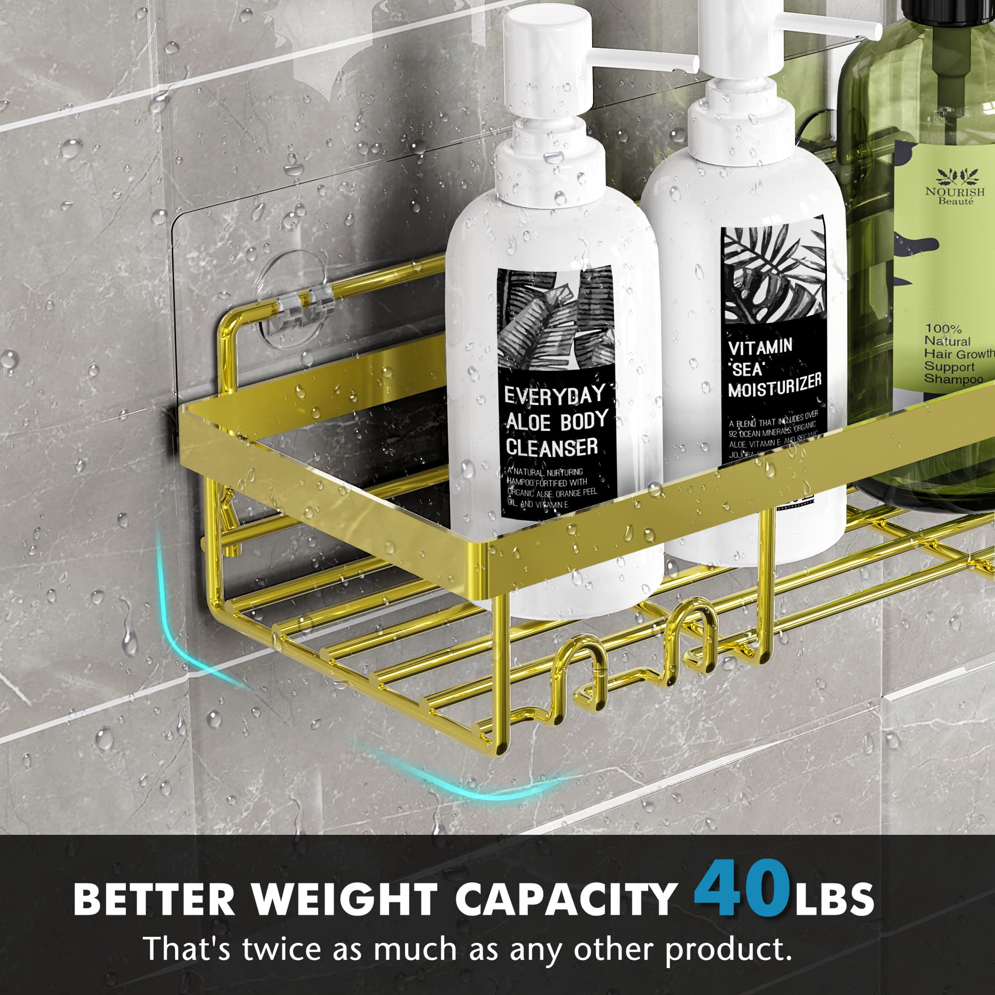 Moforoco Shower Caddy Shelf Organizer Rack, Self Adhesive Black Bathroom Shelves Basket, Home Farmhouse Wall Inside Organization and Storage Decor Rv Accessories, First Camper Apartment Essentials