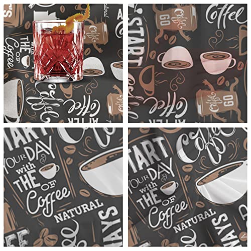 Rural Coffee Chiffon Table Runner 120 Inches Long, Shabby Chic Esppresso Beans Cup Drinking Voile Sheer Tulle Runner for Rustic Wedding Reception Bridal Shower Decorations Birthday Party