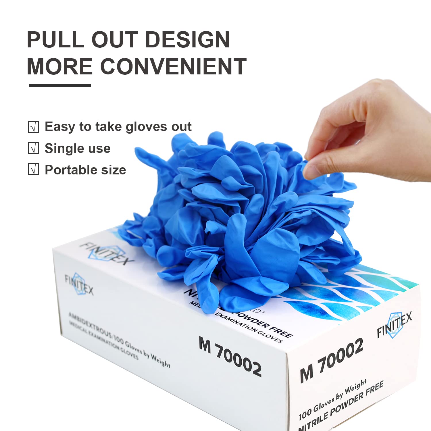 FINITEX Nitrile Disposable Medical Exam Gloves 1000 PCS 4 mil Powder-free Latex-Free Examination Home Cleaning Food Gloves (Medium)