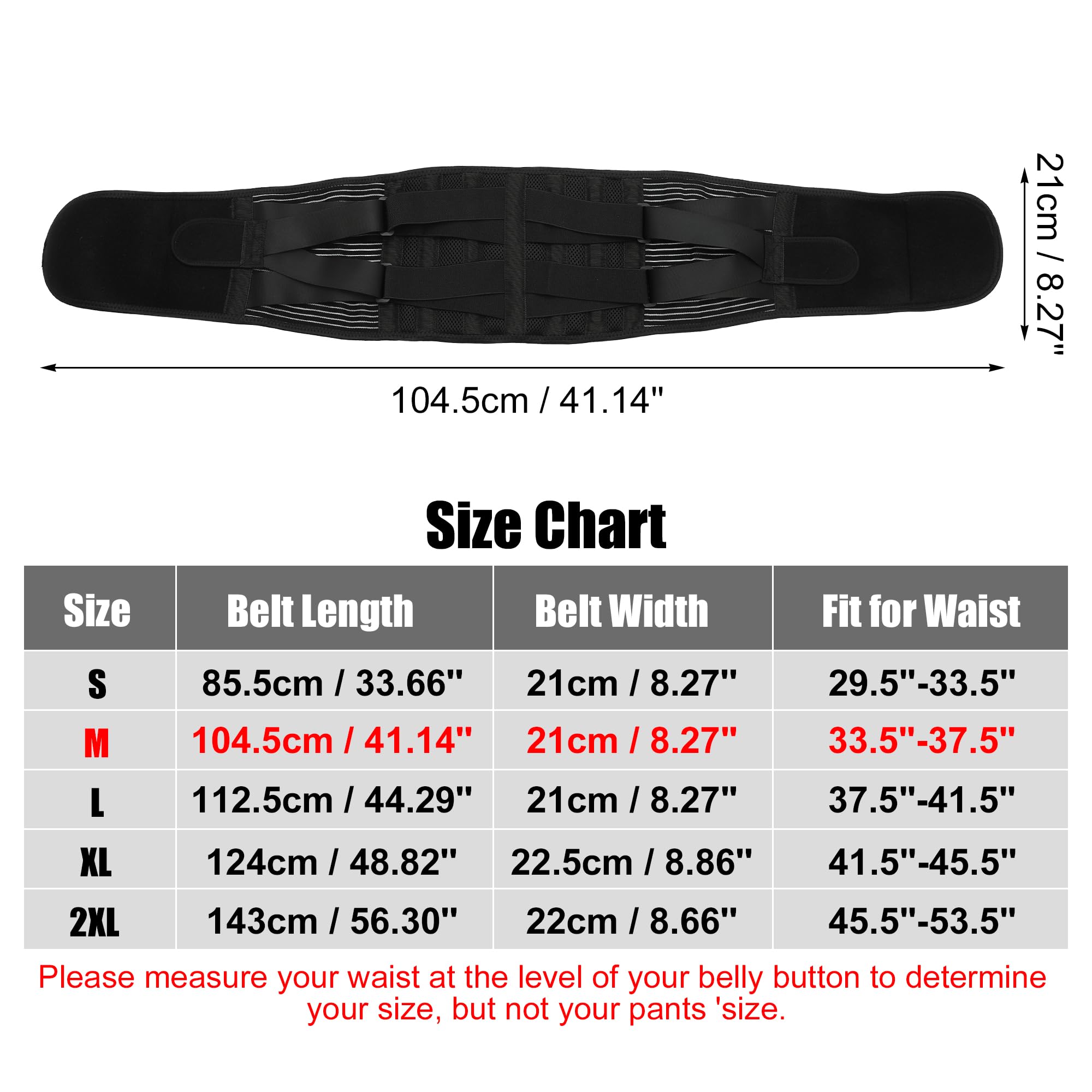 VOCOSTE Back Brace for Lower Back Pain, Back Support Belt for Women Men with Removable Lumbar Pad to Ease Herniated Disc Scoliosis M Size