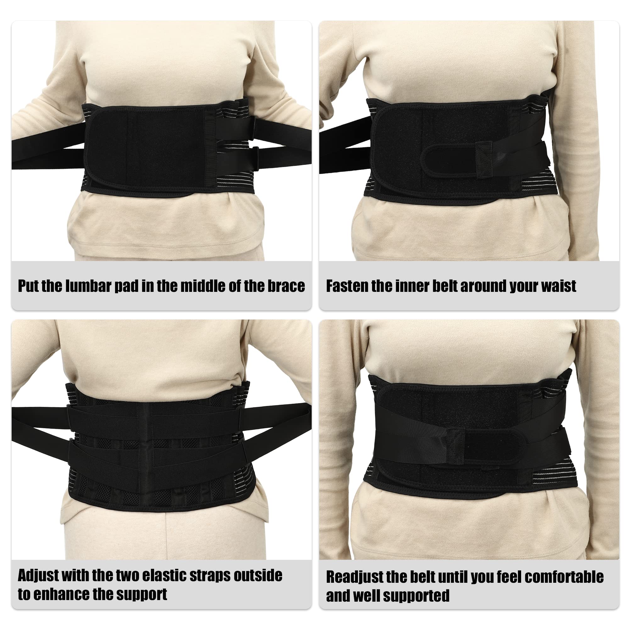 VOCOSTE Back Brace for Lower Back Pain, Back Support Belt for Women Men with Removable Lumbar Pad to Ease Herniated Disc Scoliosis M Size