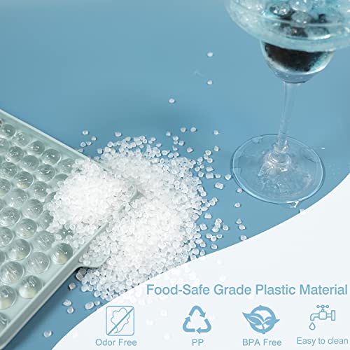 Mini Ice Cube Trays, 0.6in Small Ice Maker for Freezer Easy Release, 104x4 PCS Ice Ball Mold with Bin & Ice Scoop, Tiny Ice Cube Tray Crushed Ice for Chilling Drinks Coffee Juice Cocktail-Blue