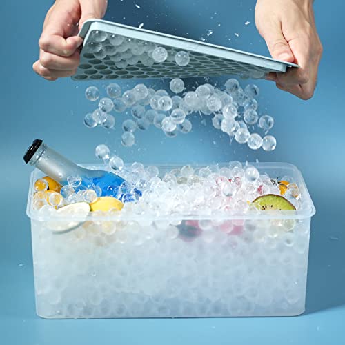 Mini Ice Cube Trays, 0.6in Small Ice Maker for Freezer Easy Release, 104x4 PCS Ice Ball Mold with Bin & Ice Scoop, Tiny Ice Cube Tray Crushed Ice for Chilling Drinks Coffee Juice Cocktail-Blue