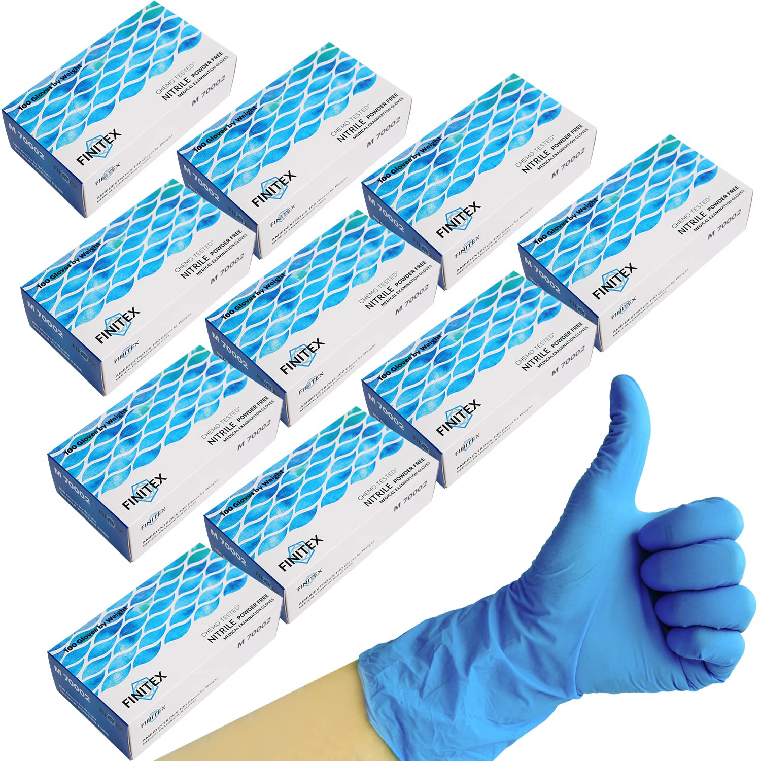 FINITEX Nitrile Disposable Medical Exam Gloves 1000 PCS 4 mil Powder-free Latex-Free Examination Home Cleaning Food Gloves (Medium)