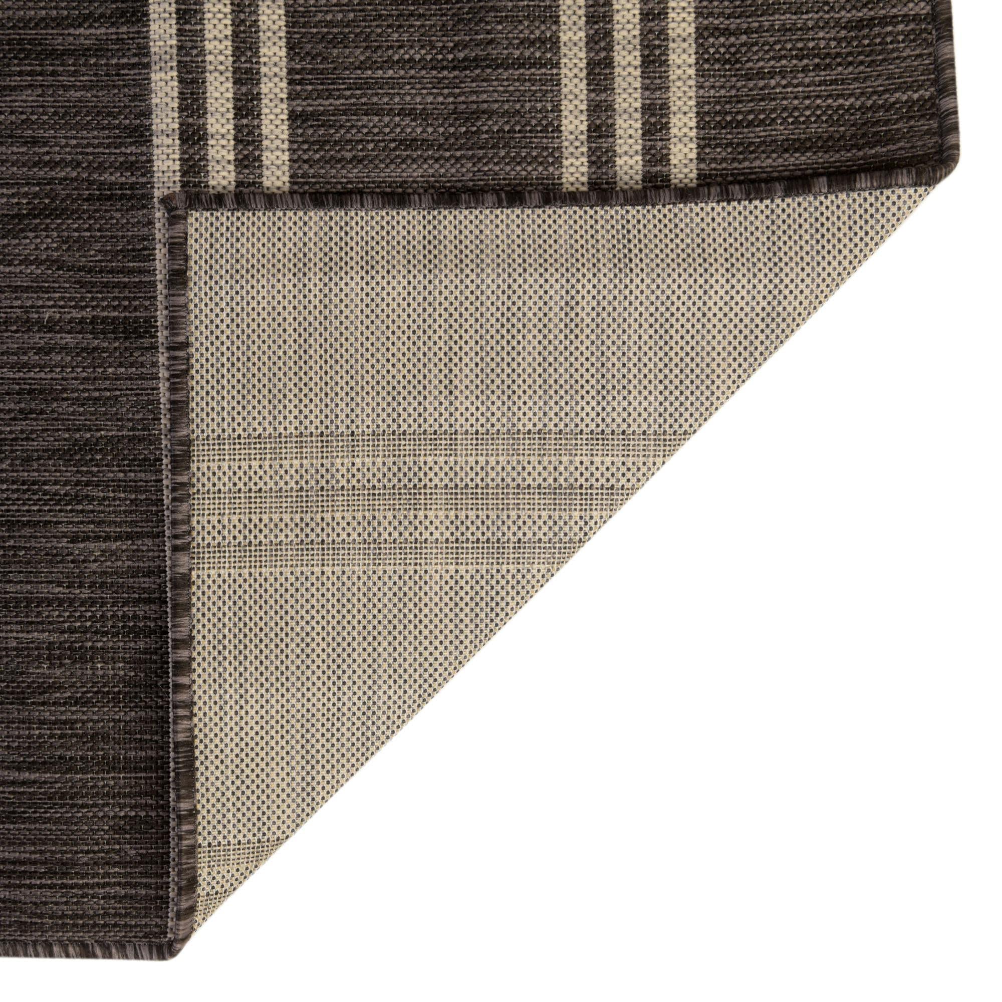 Rugs.com Jill Zarin Outdoor Collection Rug – 2' 7 x 12' Runner Charcoal Flatweave Rug Perfect for Hallways, Entryways