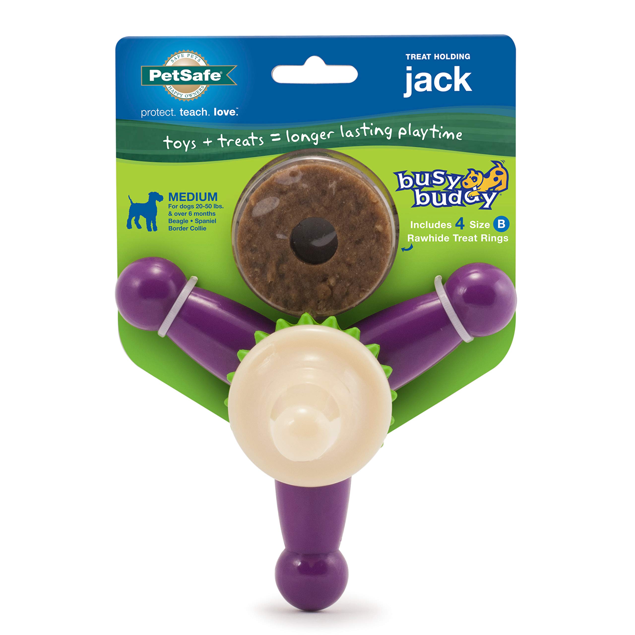 PetSafe Treat Rings for Busy Buddy Dog Toys - Easy to Digest - Interactive Toy Refills for Aggressive Chewers & Anxiety - 16 Rings - Size B - Original & Busy Buddy Jack Medium