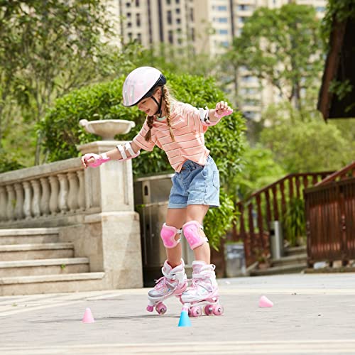 Hikole Girls Roller Skates with 4 Adjustable Size,All 8 Light Up Wheels Kids Roller Skates for Outdoor & Indoor