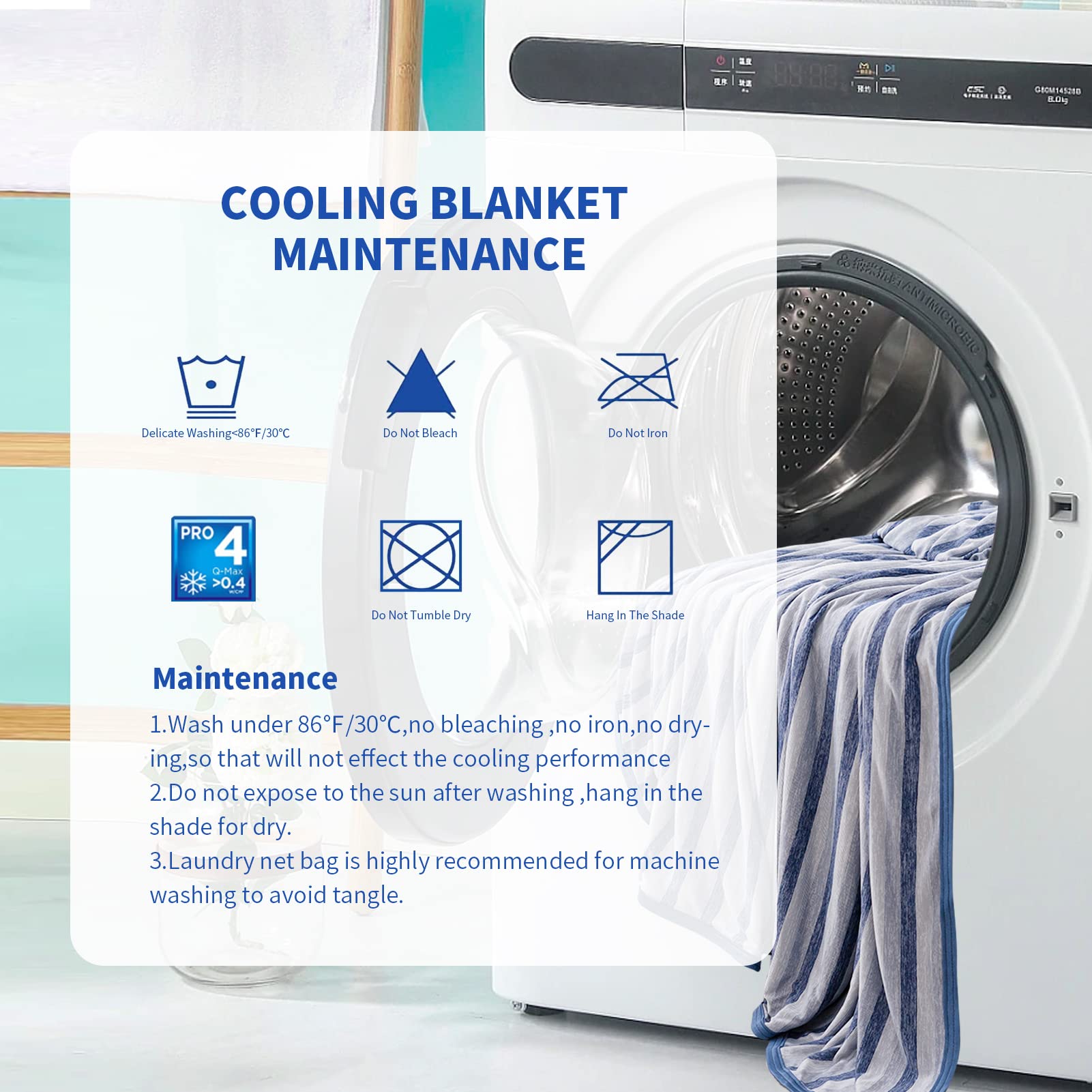 Auemtyn Cooling Blankets for Hot Sleepers, King Size with Japanese Q-Max>0.5 Arc-Chill Cooling Fiber, Lightweight Breathable Double Sided Cold Tech Summer Blanket for Night Sweats(90"x108",Navy Blue)