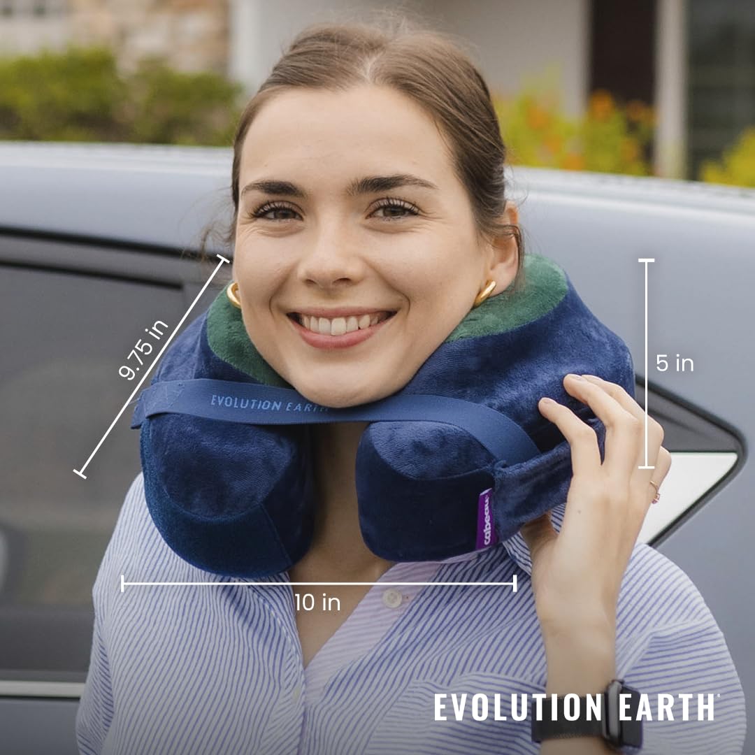 Cabeau Best Neck Pillow for Travel – Evolution Earth – 360° Head, Neck and Chin Support for Sleeping – Sustainable Memory Foam - Removable, Washable Cover with Compact Carrying Case (Terra)