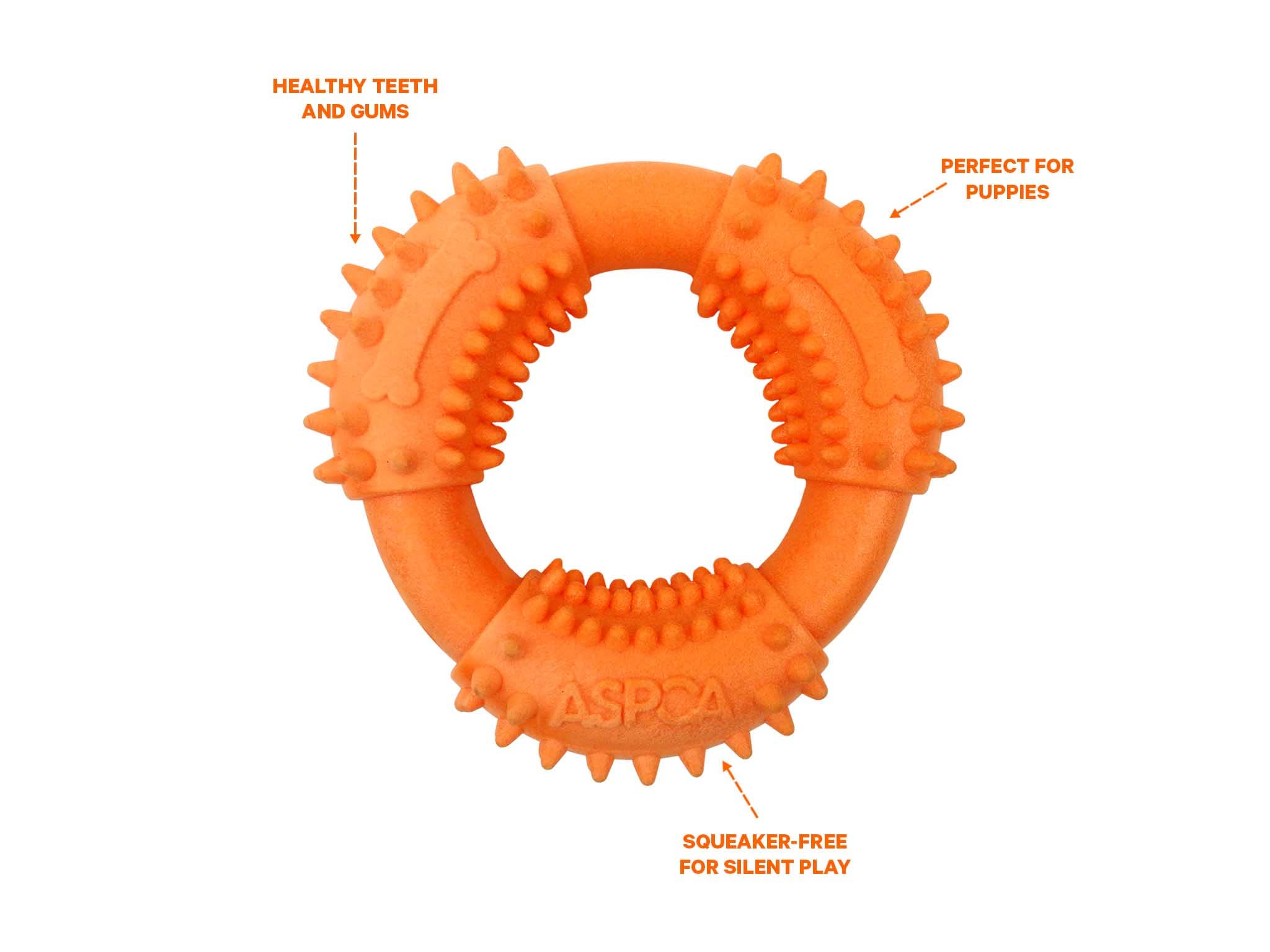 ASPCA Puppy Teething Spikey Ring Chew Toy, Non-Toxic TPR Rubber for Small to Medium Dogs - Random Color Shipped