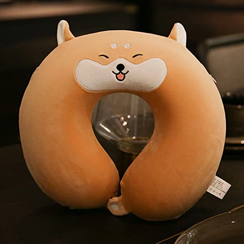 Travel Pillow for Kids & Adults, Memory Foam U-Shaped Neck Pillow, Convenient Cute Neck Support Cushion for Home Office Camping Travelling Airplane Car Train(Shiba Inu)