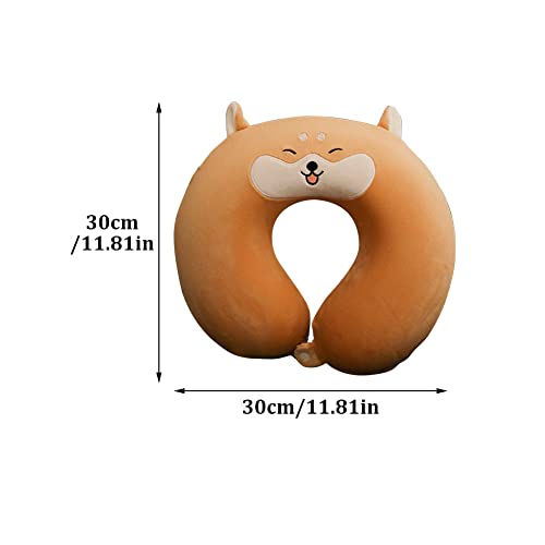Travel Pillow for Kids & Adults, Memory Foam U-Shaped Neck Pillow, Convenient Cute Neck Support Cushion for Home Office Camping Travelling Airplane Car Train(Shiba Inu)