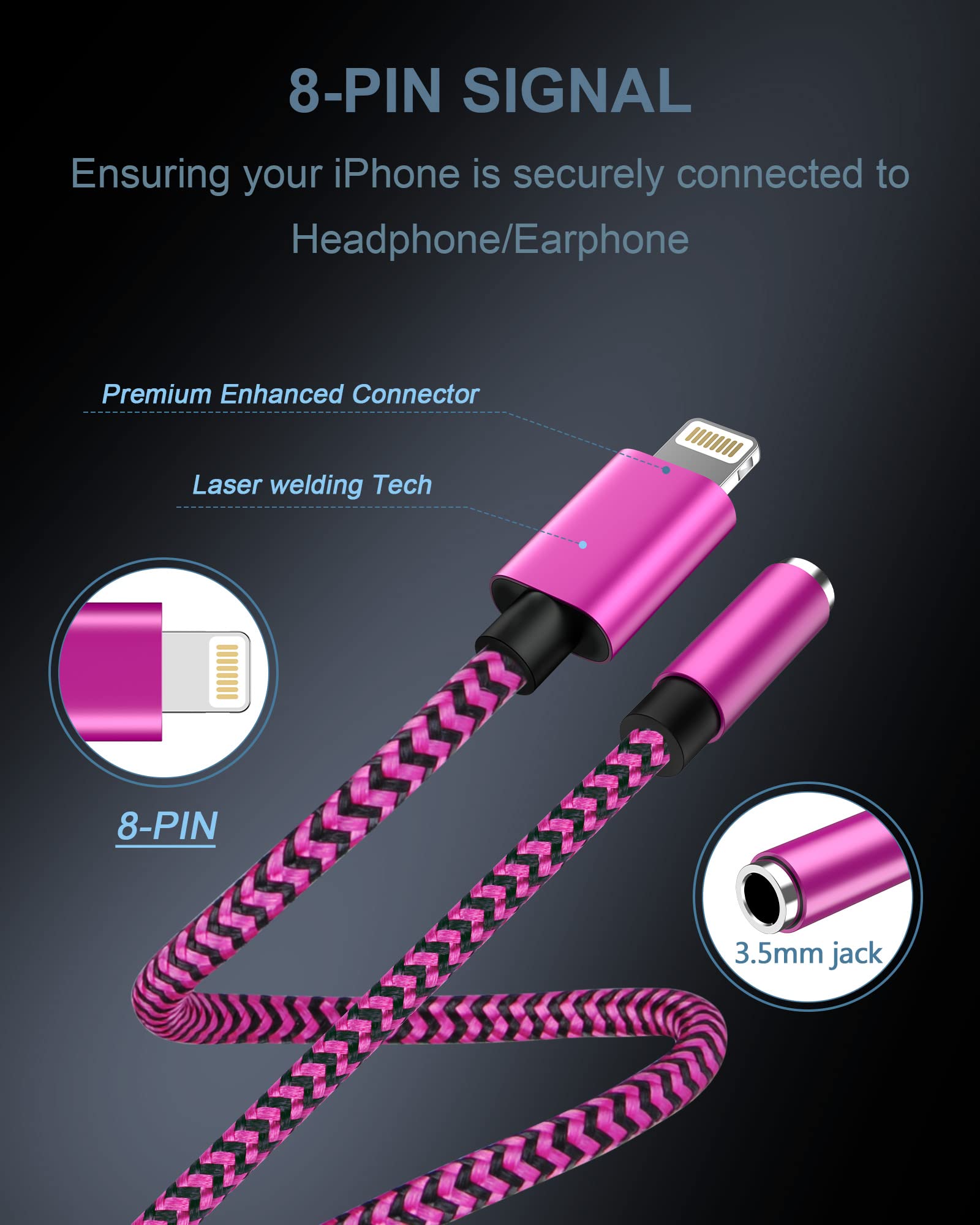 [Apple MFi Certified] 2Pack iPhone 3.5mm Headphone Adapter, Lightning to 3.5mm Headphone Jack Adapter iPhone Aux Audio Jack Adapter Dongle Cable for iPhone 14 13 12 11 Pro Max Plus Mini XR 8 iPad iPod