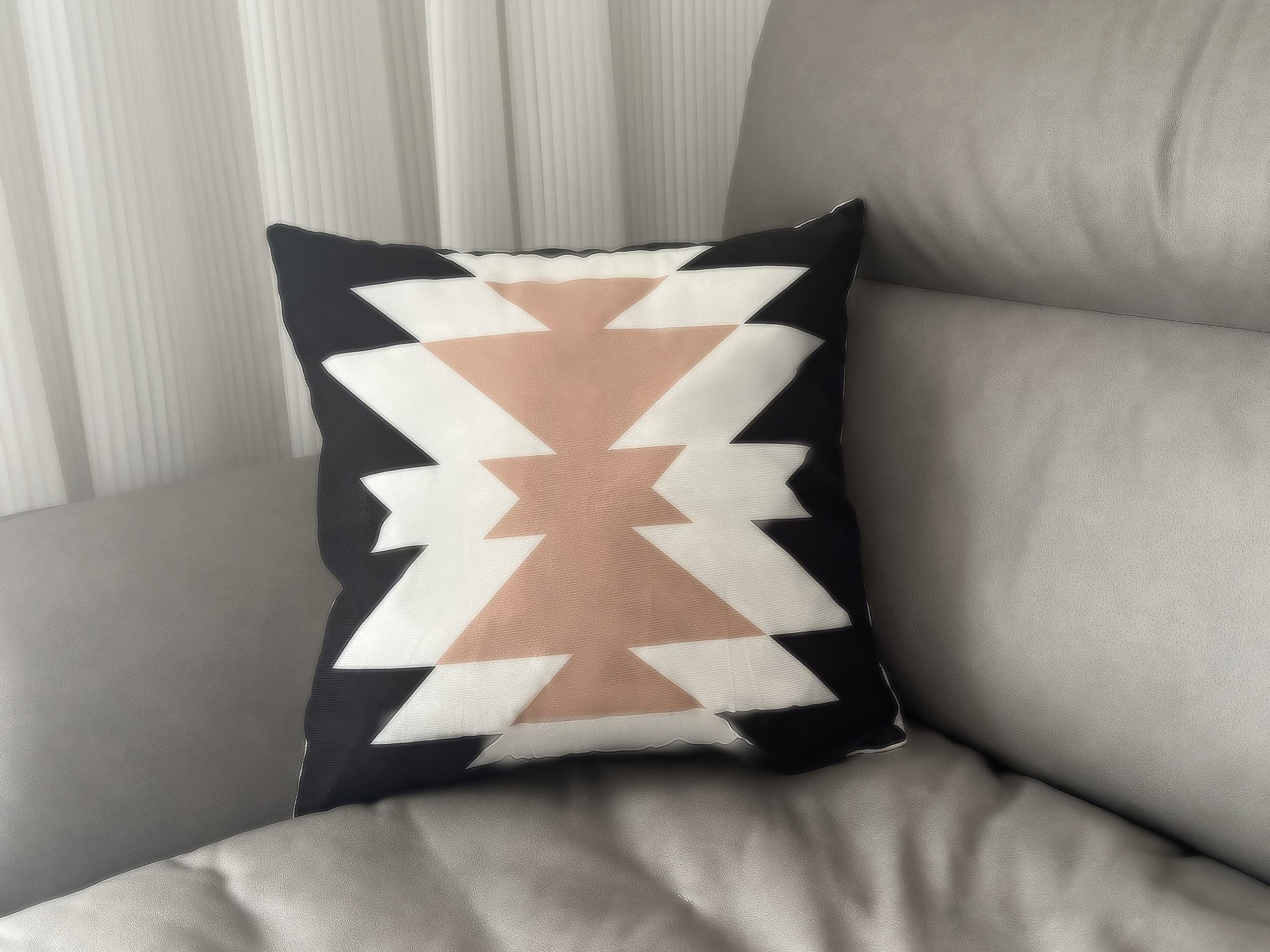 MEPED Geometric Modern Throw Pillow Covers 18x18 Inch,Black White Coffee Throw Pillow Cases Tribal Decor Cushion Cover for Bedroom Bed Outdoor Couch Sofa