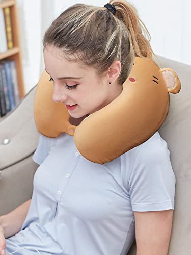 Travel Pillow for Kids & Adults, Memory Foam U-Shaped Neck Pillow, Convenient Cute Neck Support Cushion for Home Office Camping Travelling Airplane Car Train(Shiba Inu)