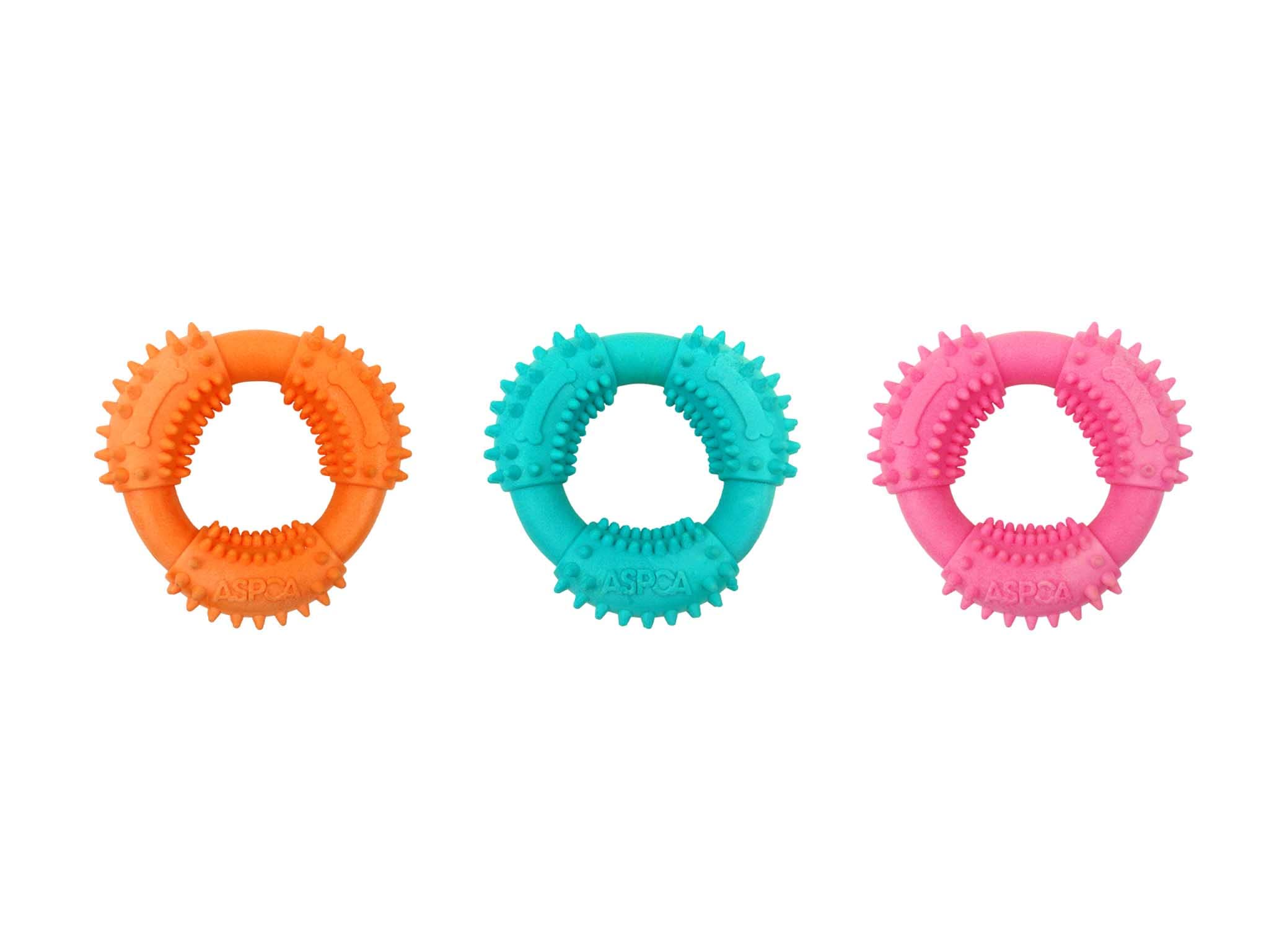 ASPCA Puppy Teething Spikey Ring Chew Toy, Non-Toxic TPR Rubber for Small to Medium Dogs - Random Color Shipped