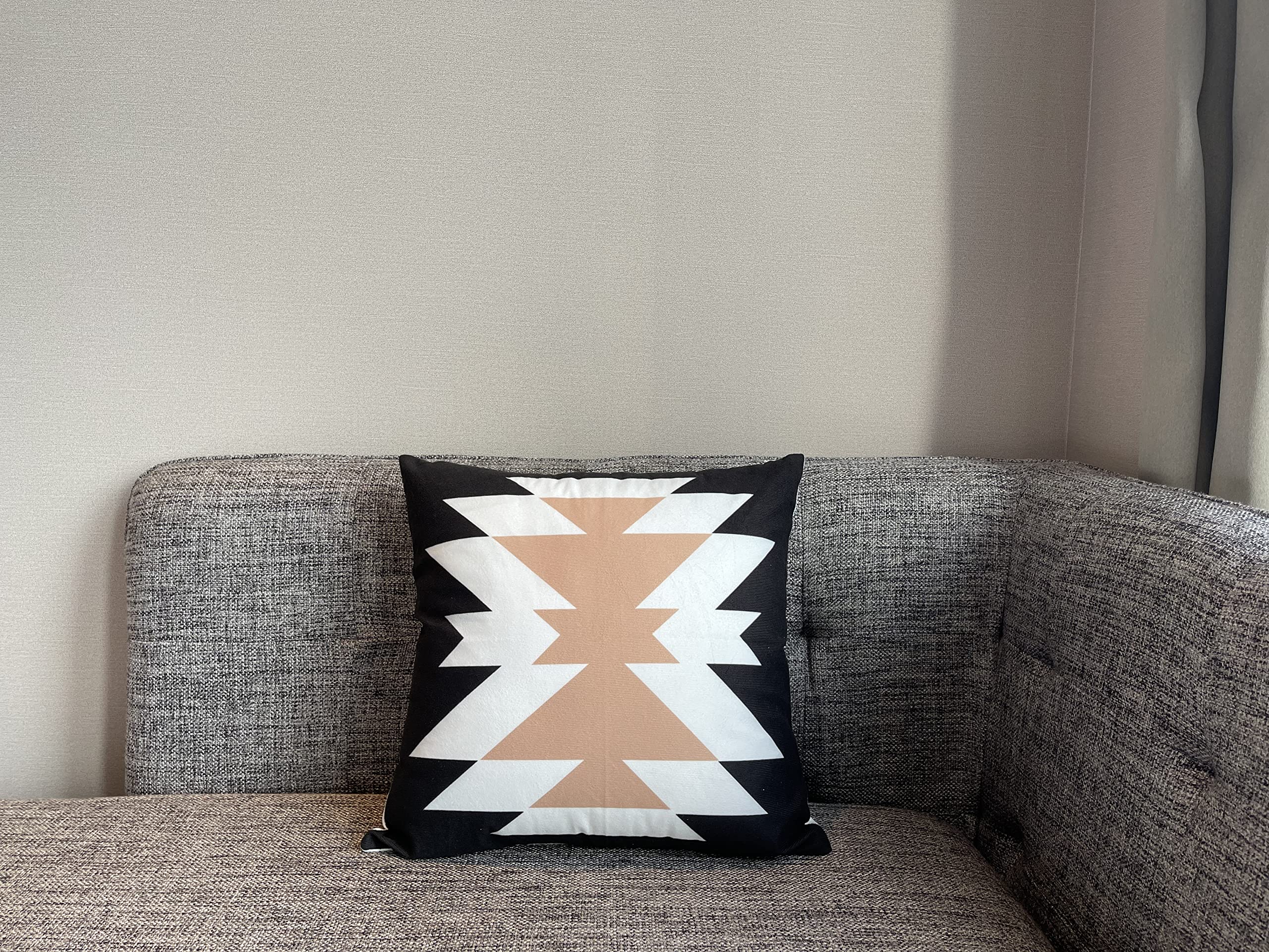 MEPED Geometric Modern Throw Pillow Covers 18x18 Inch,Black White Coffee Throw Pillow Cases Tribal Decor Cushion Cover for Bedroom Bed Outdoor Couch Sofa