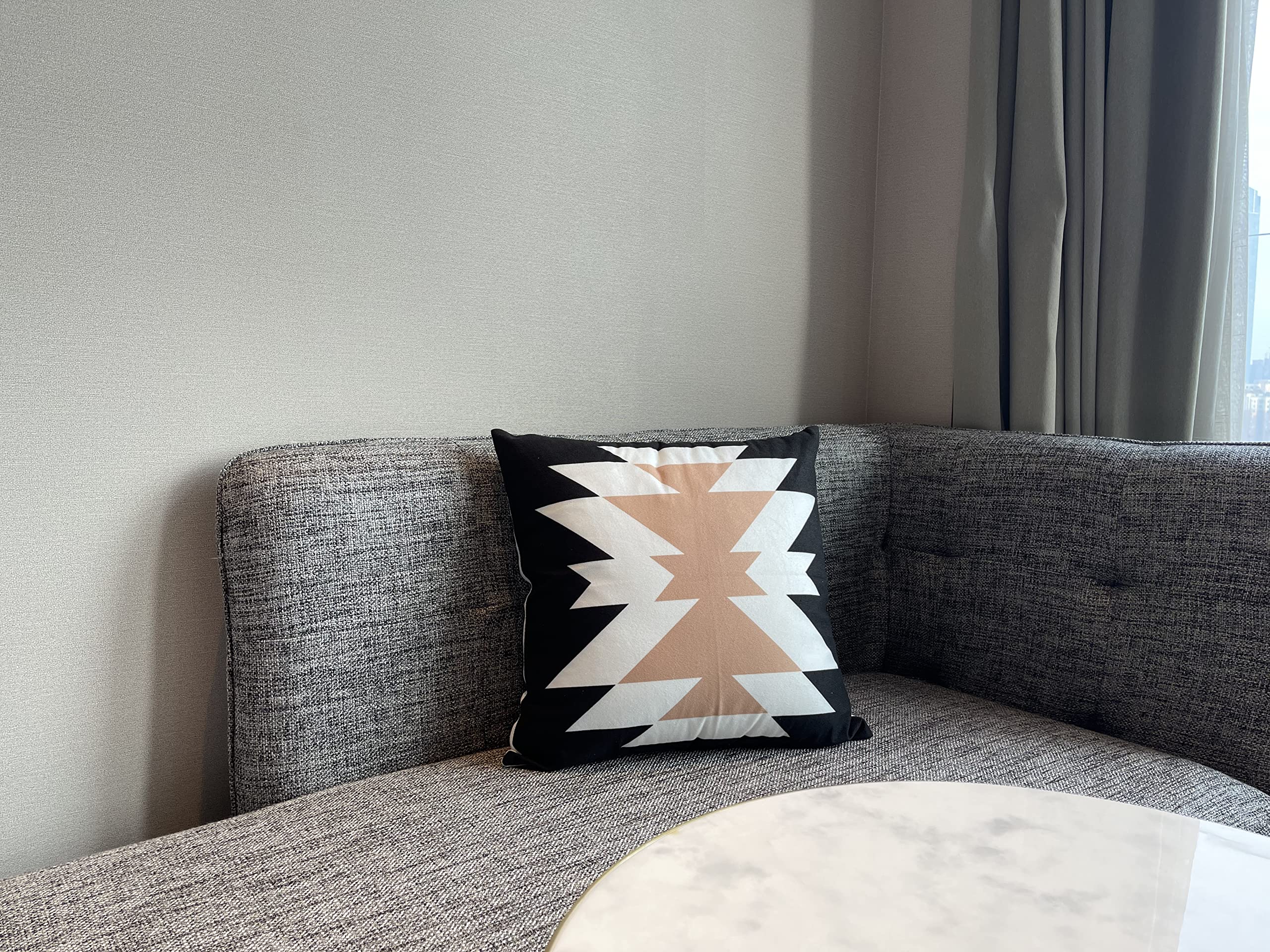 MEPED Geometric Modern Throw Pillow Covers 18x18 Inch,Black White Coffee Throw Pillow Cases Tribal Decor Cushion Cover for Bedroom Bed Outdoor Couch Sofa