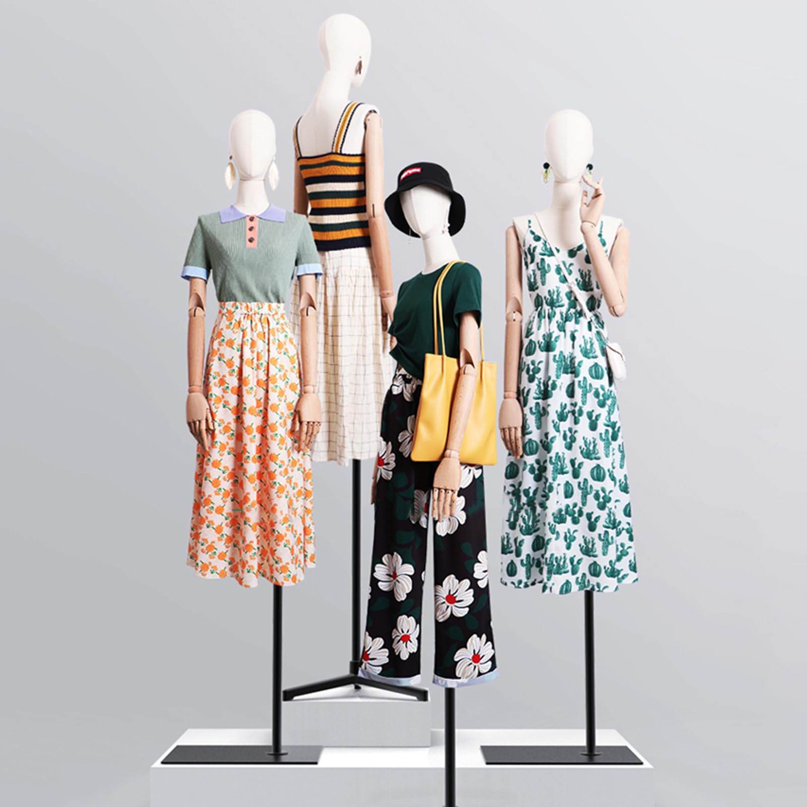 CDDUOLA Female Mannequin Dress Form Torso with Rotatable Waist and Head, Mechanical Upper Body Model Torso Display, 47-83 Inch Height Adjustable for Dress and Jewelry Display